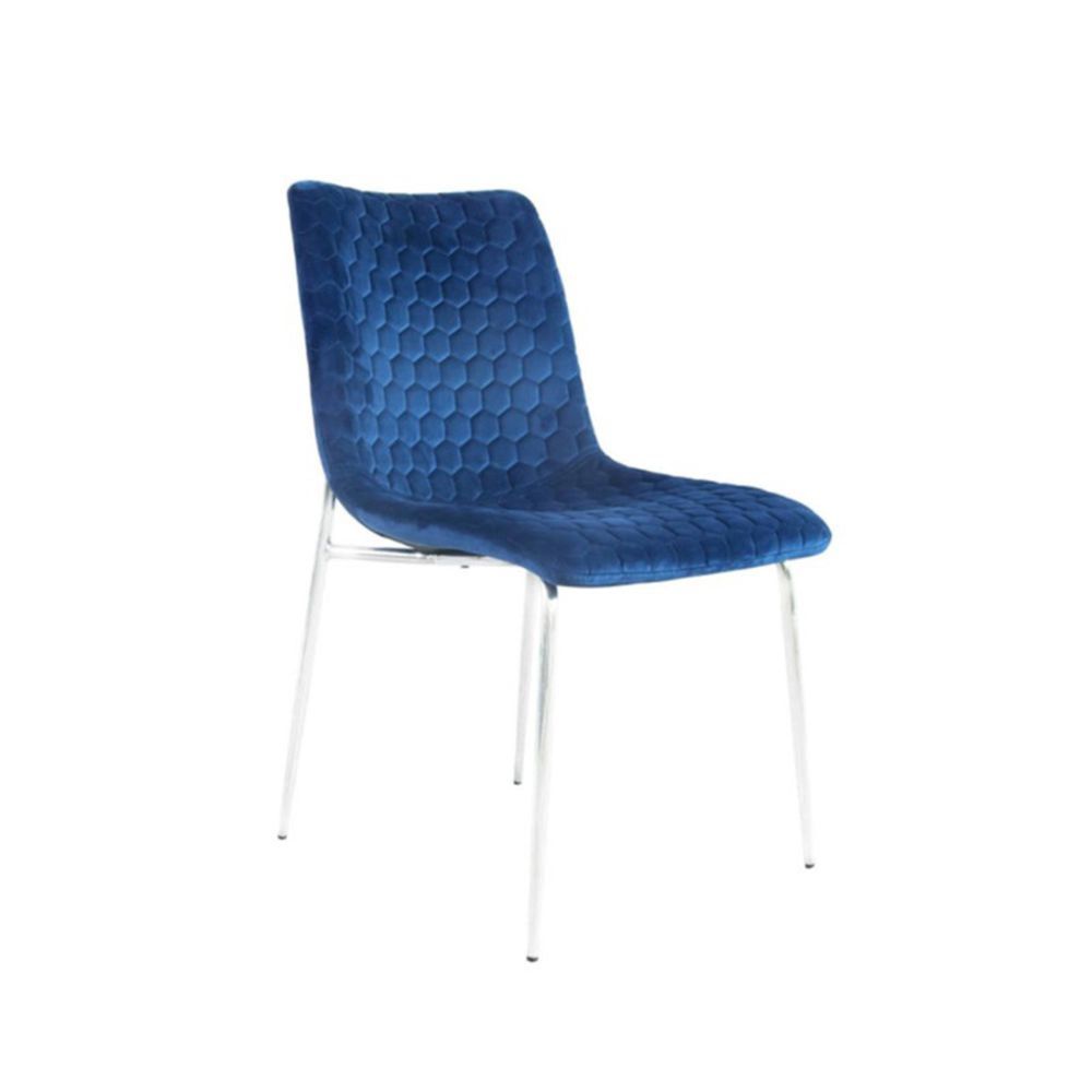 2 x Zula Blue Velvet Fabric Dining Chair with Chrome Legs | CFS UK