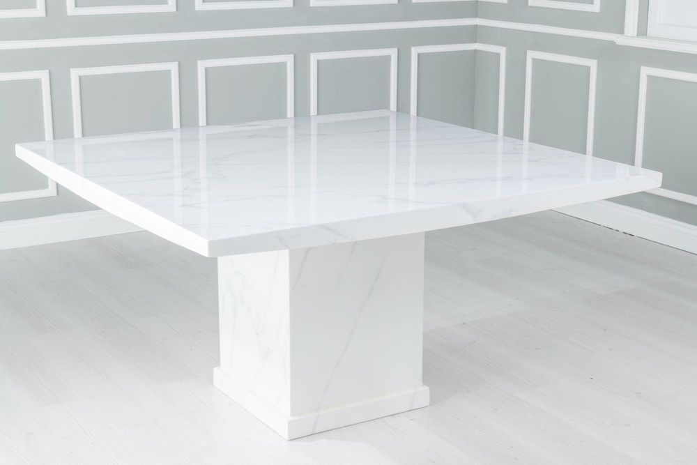 Turin 140cm Square White Marble Dining Table | Choice Furniture ...