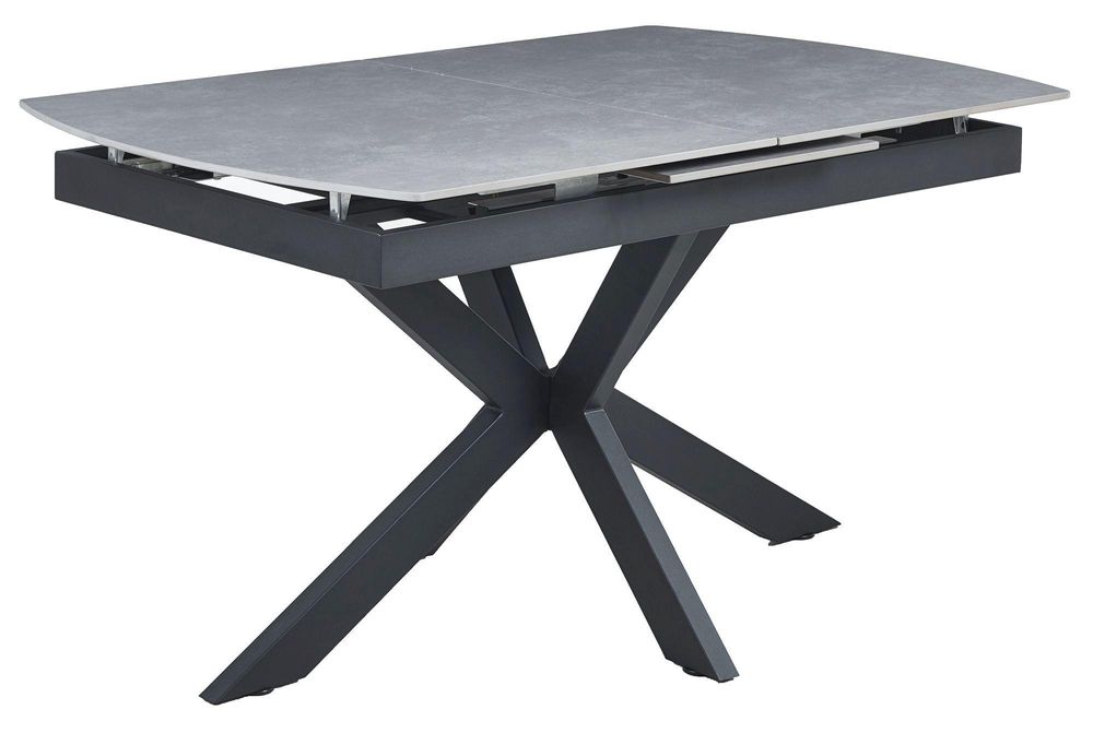 Bari Grey Ceramic Extending Dining Table with Black Star Base - 140cm ...