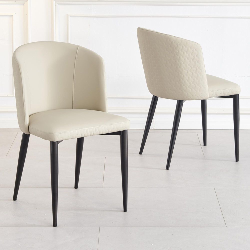 Deco Cream Leather Dining Chair with Black Legs | Choice Furniture ...