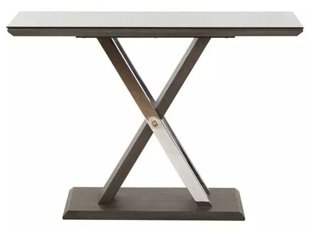 Xavi Grey Glass Top Console Table with X Pedestal Base | CFS UK