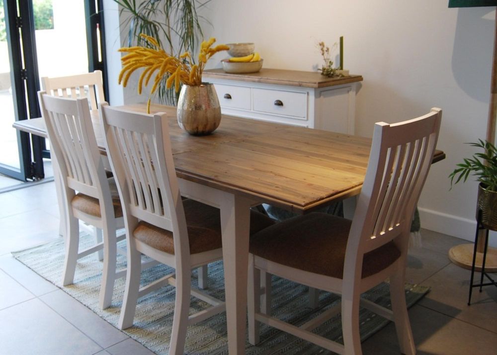 Lulworth White Reclaimed Pine 150cm-200cm Extending Dining Table | CFS UK