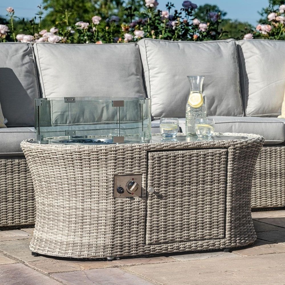 Maze Oxford Grey Rattan Fire Pit Garden Coffee Table | CFS UK