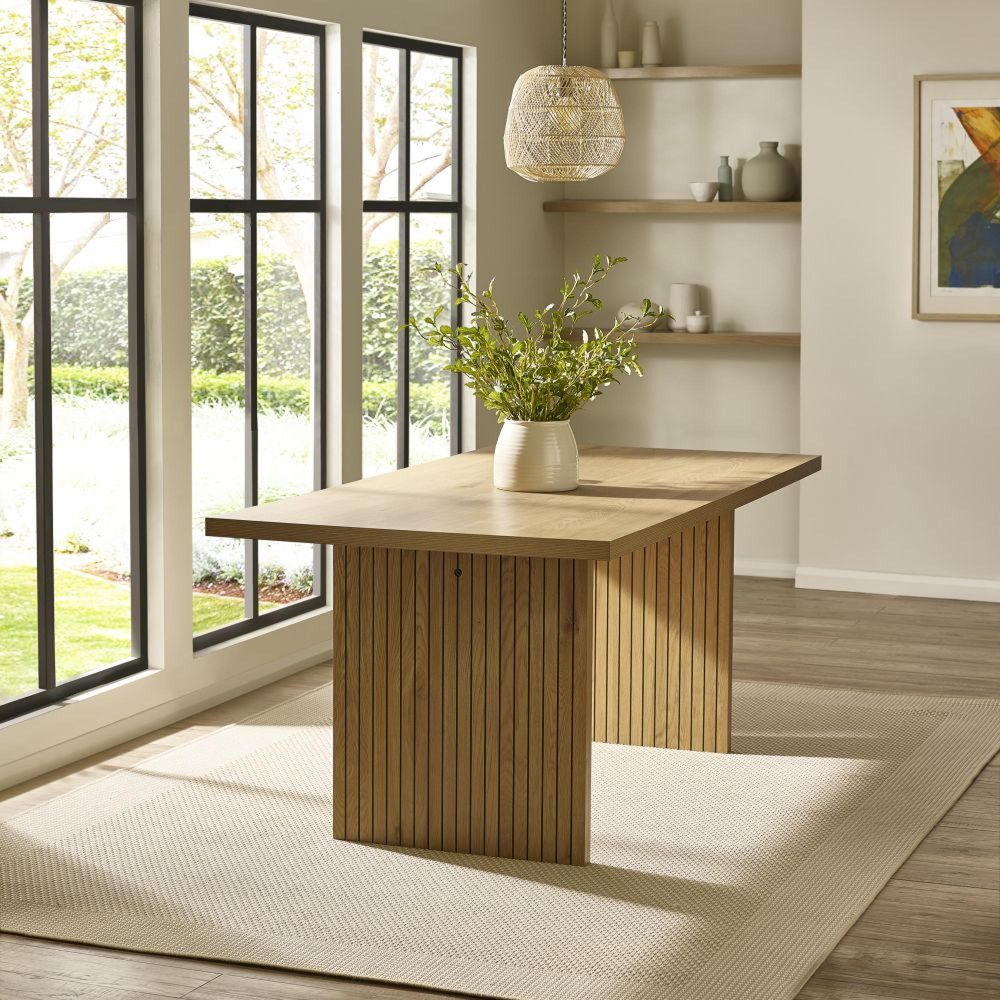Arundel Oak Effect Fluted 6 Seater Dining Table - 180cm | CFS UK