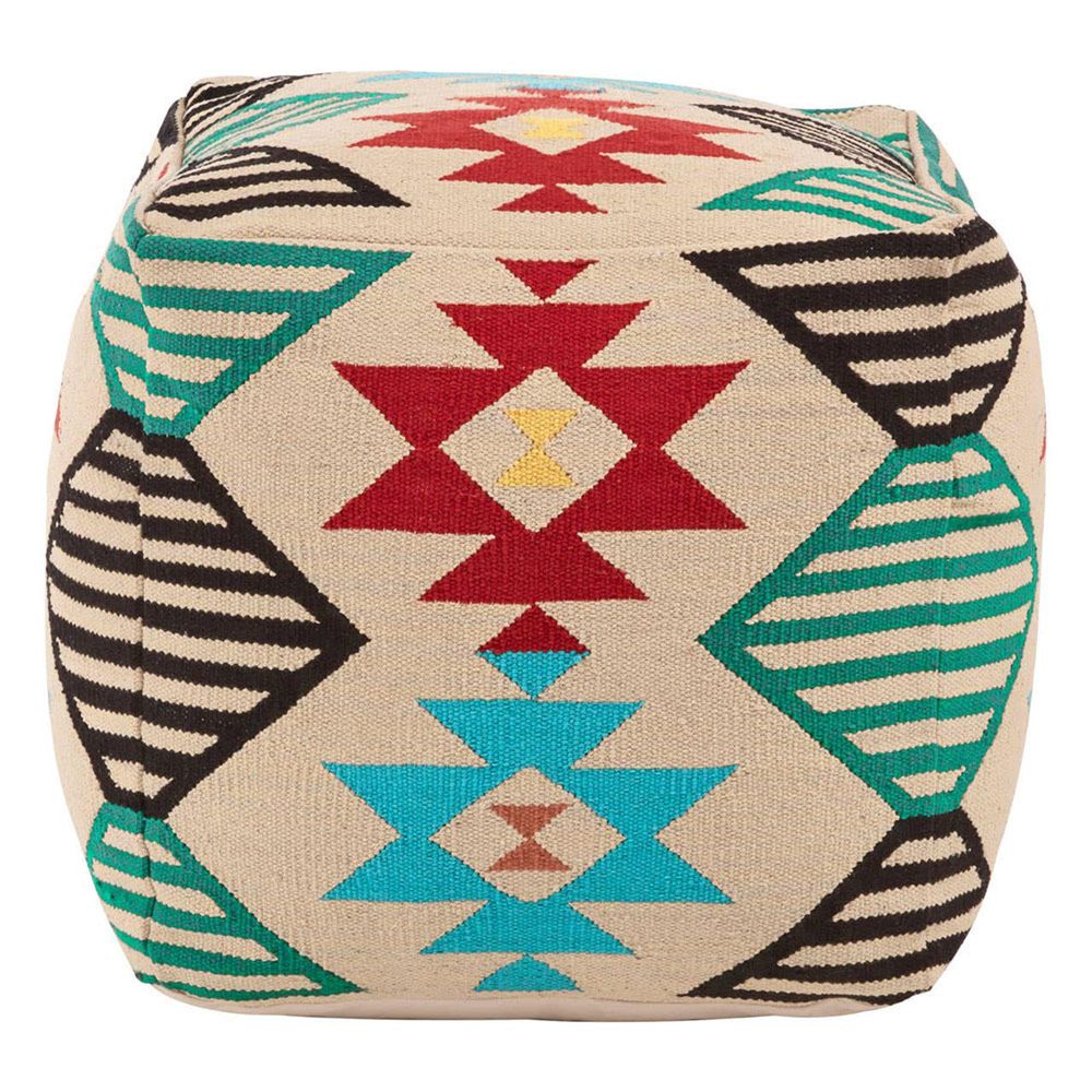 Cefena Cream Fabric Square Pouffe | Choice Furniture Superstore UK