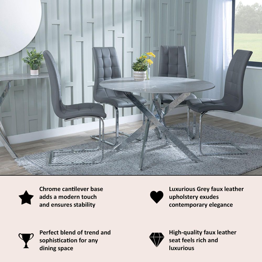 Jamison Grey Faux Leather Dining Chair and Chrome Cantilever Base | CFS UK
