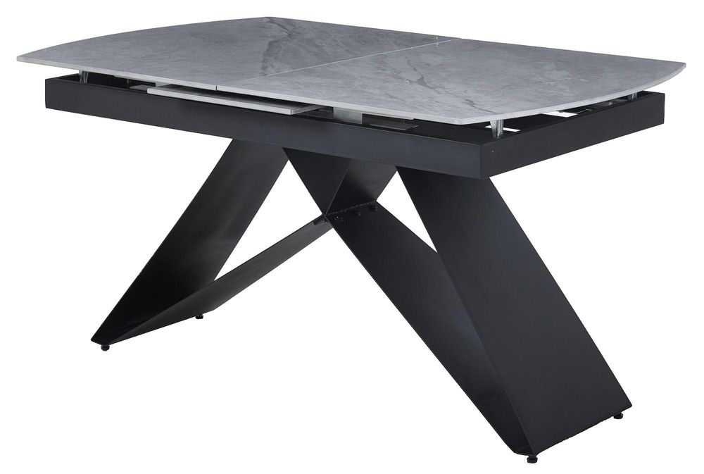 Westin Grey Ceramic Extending Dining Table with Black Cross Base ...