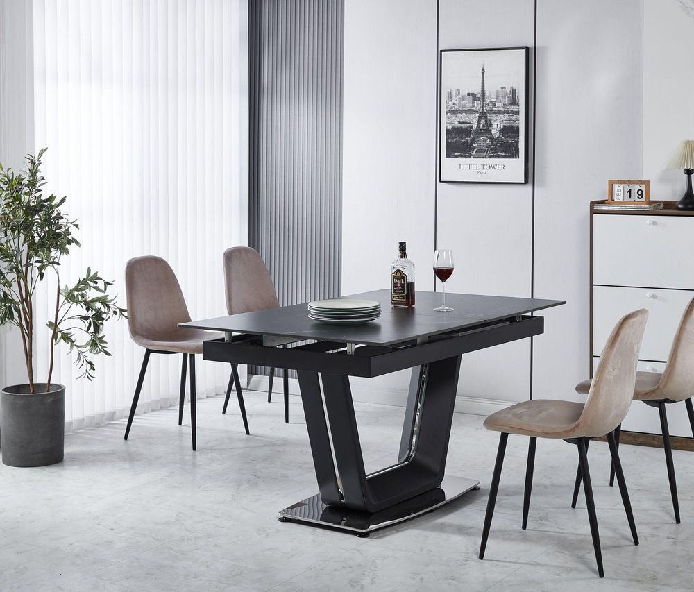 Alpha Black Ceramic Extending Dining Table - 140cm-180cm - CFS UK