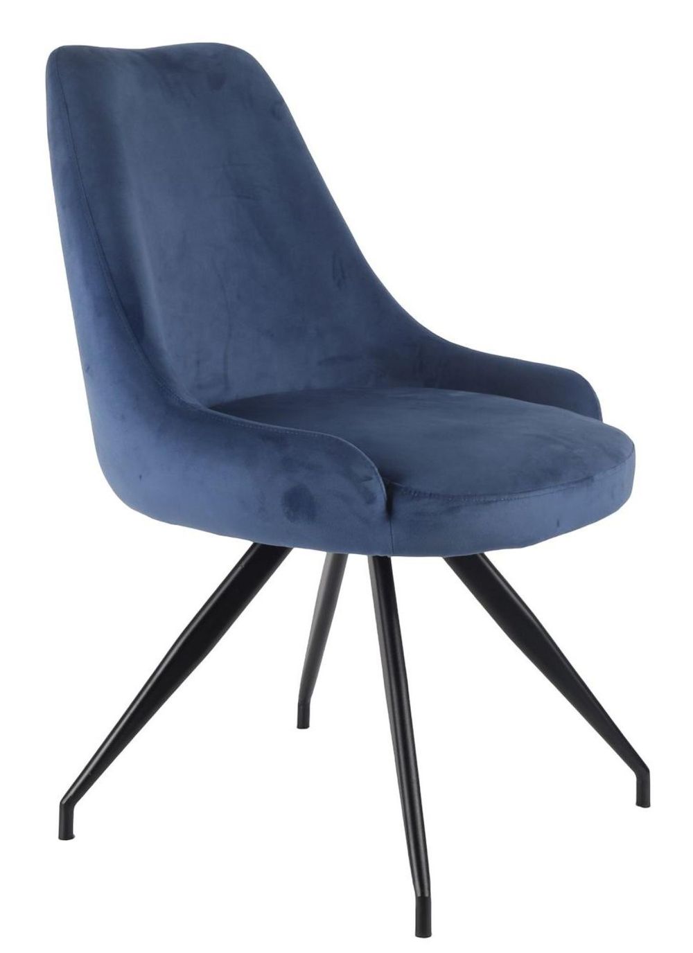 Arctic Blue Velvet Fabric Swivel Dining Chair with Black Legs | CFS UK