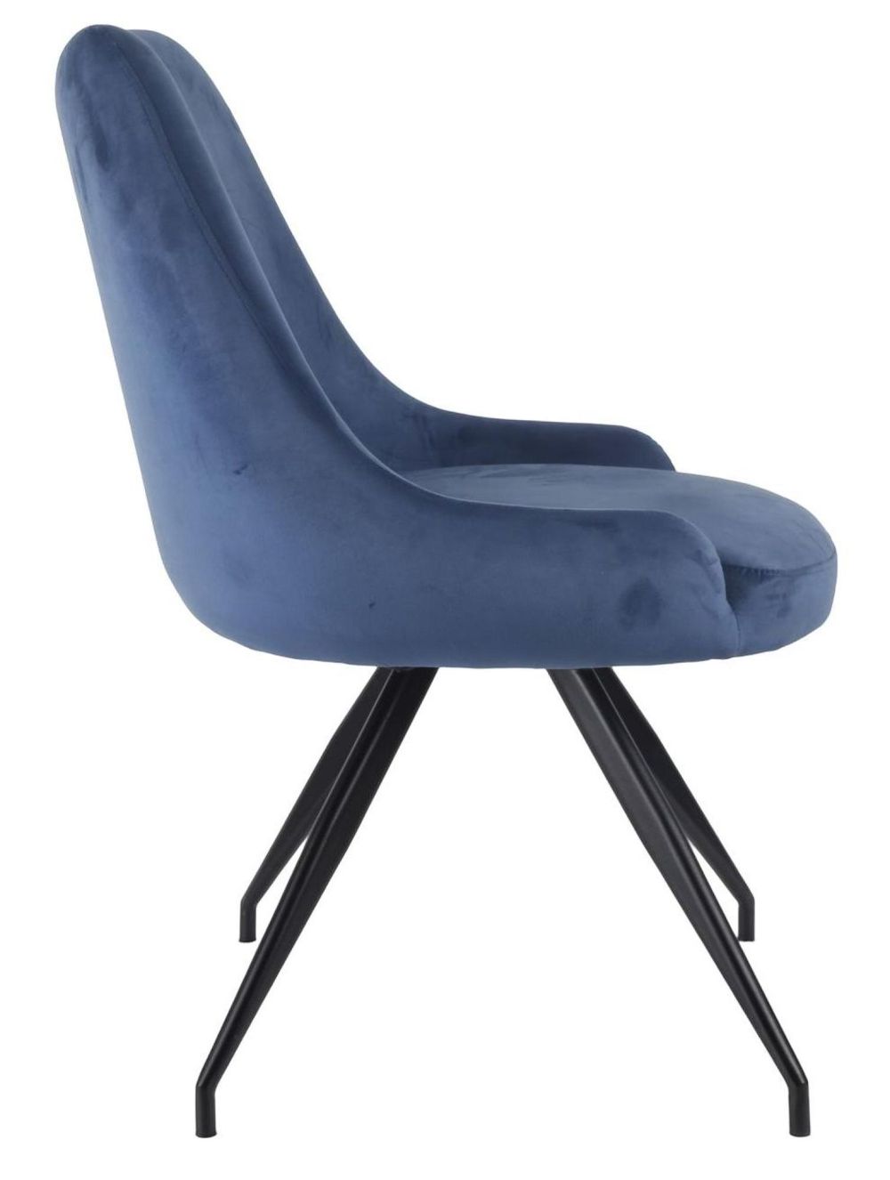 Arctic Blue Velvet Fabric Swivel Dining Chair with Black Legs | CFS UK