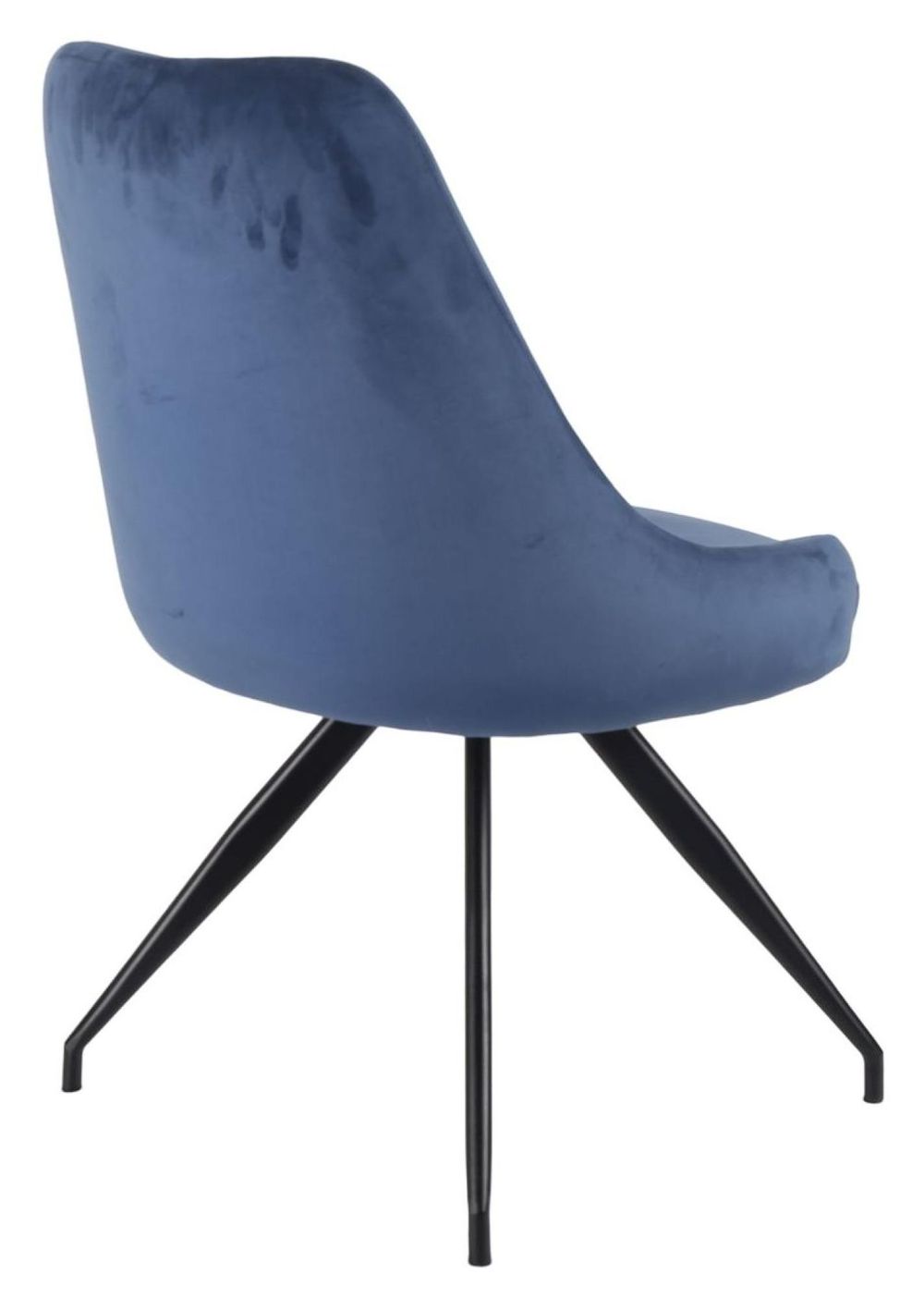 Arctic Blue Velvet Fabric Swivel Dining Chair with Black Legs | CFS UK