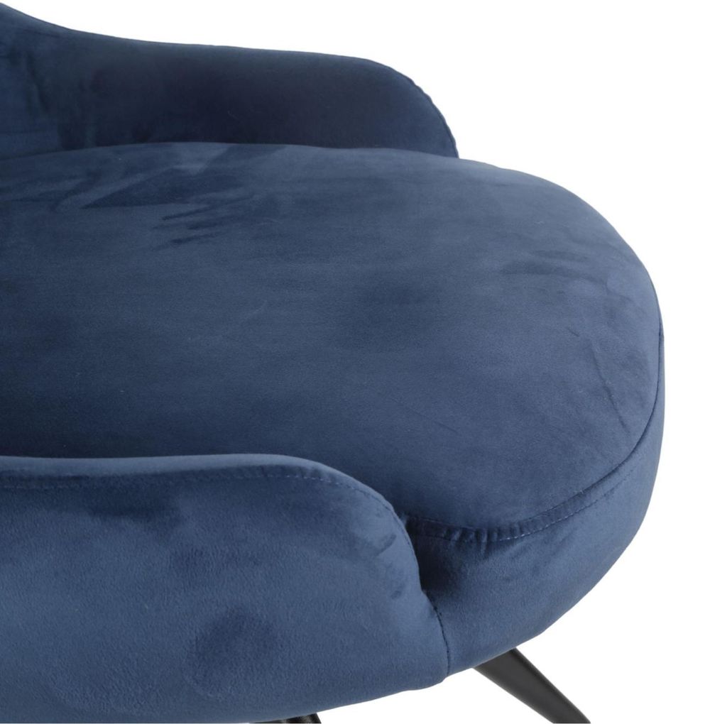 Arctic Blue Velvet Fabric Swivel Dining Chair with Black Legs | CFS UK