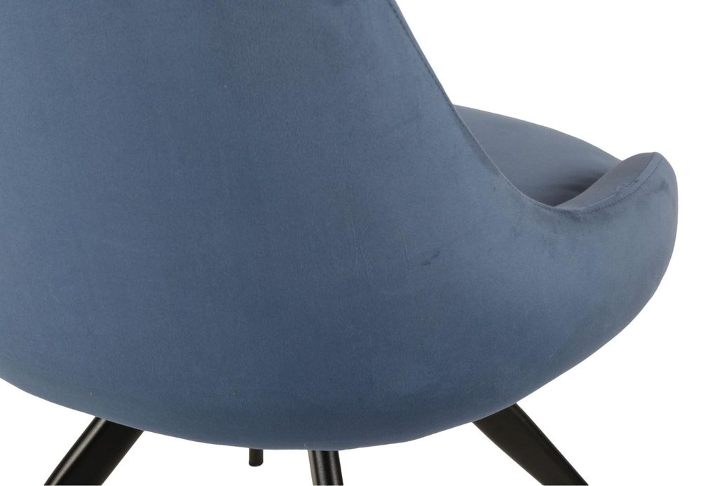 Arctic Blue Velvet Fabric Swivel Dining Chair with Black Legs | CFS UK