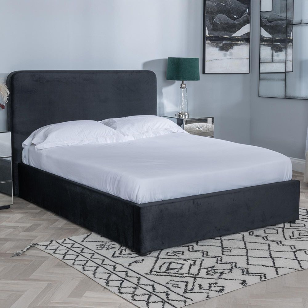 Ashby Black Fabric 4ft 6in Double Ottoman Storage Bed | CFS UK