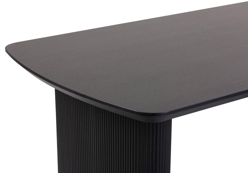 Bern 160cm Black Oval Dining Table with Fluted Ribbed Double Pedestal ...