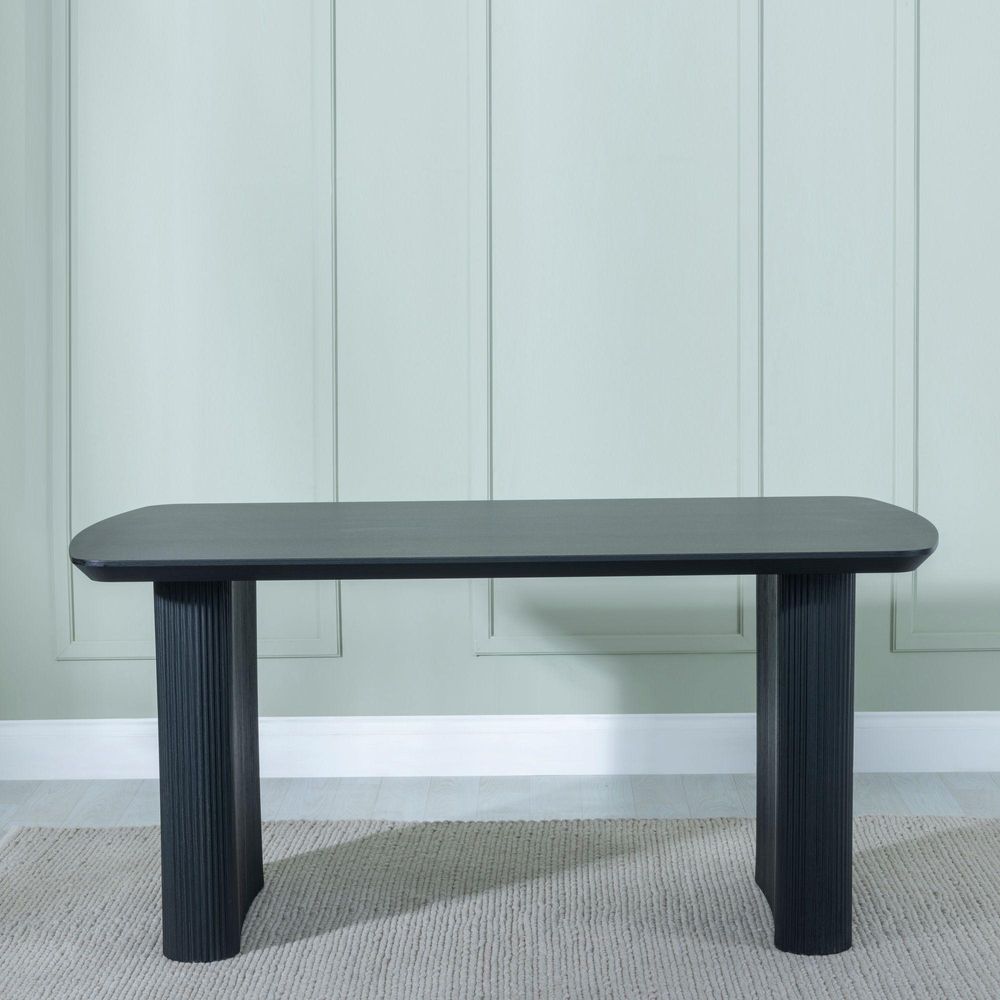 Bern Fluted 6 Seater Black Pedestal Dining Table - 160cm | CFS UK