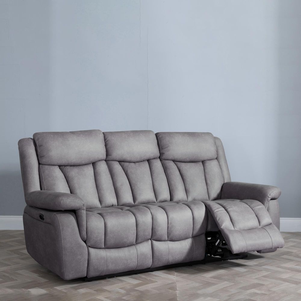 Dylan Grey Fabric 3 Seater Electric Recliner Sofa | Choice Furniture ...