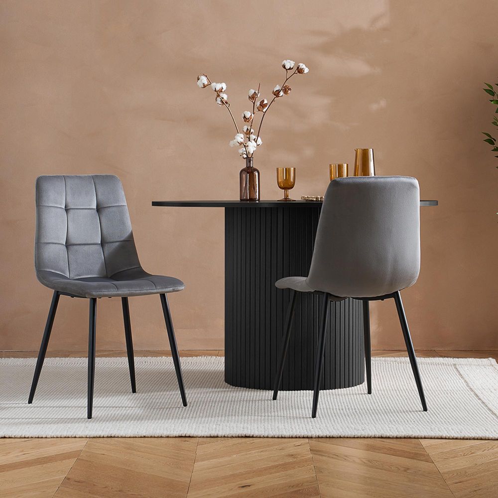 Axel Black Fluted 4 Seater Round Dining Table | Choice Furniture ...