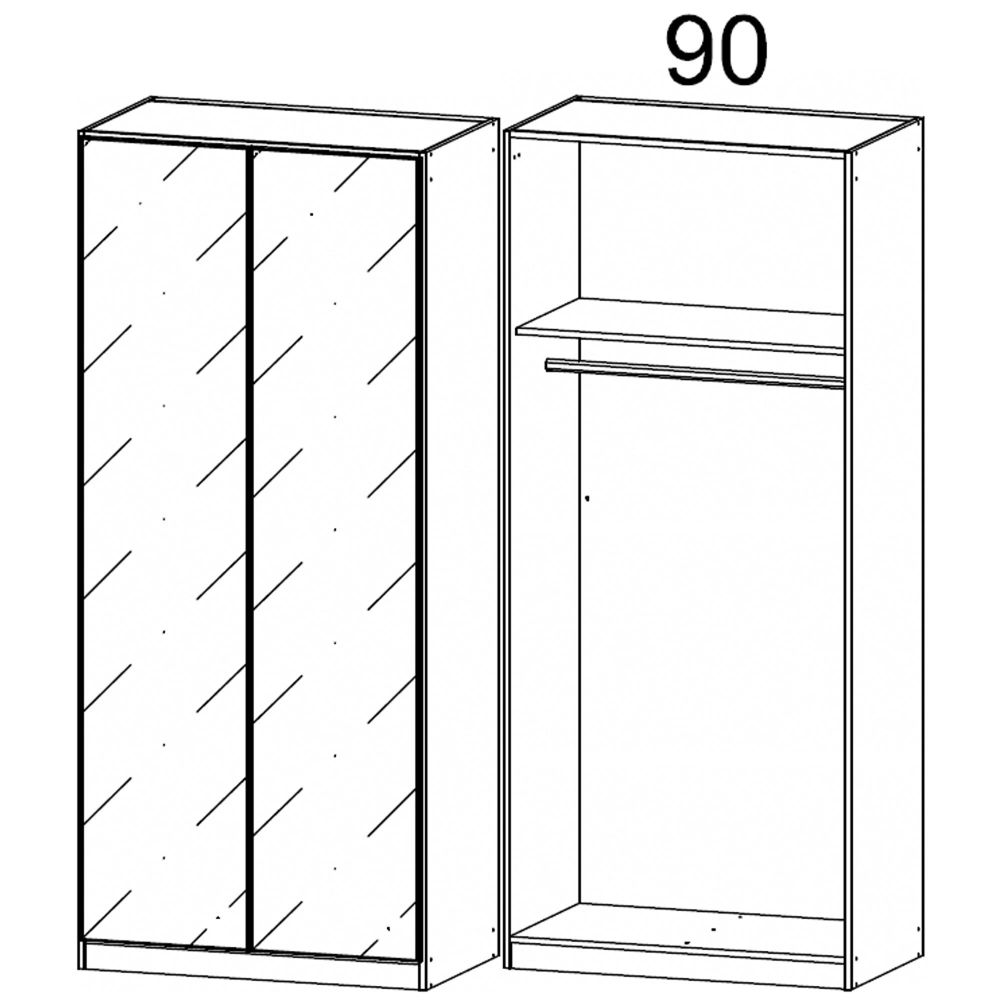 Rauch Alabama 91cm 2 Door Mirrored Wardrobe - Sonoma Oak | CFS UK