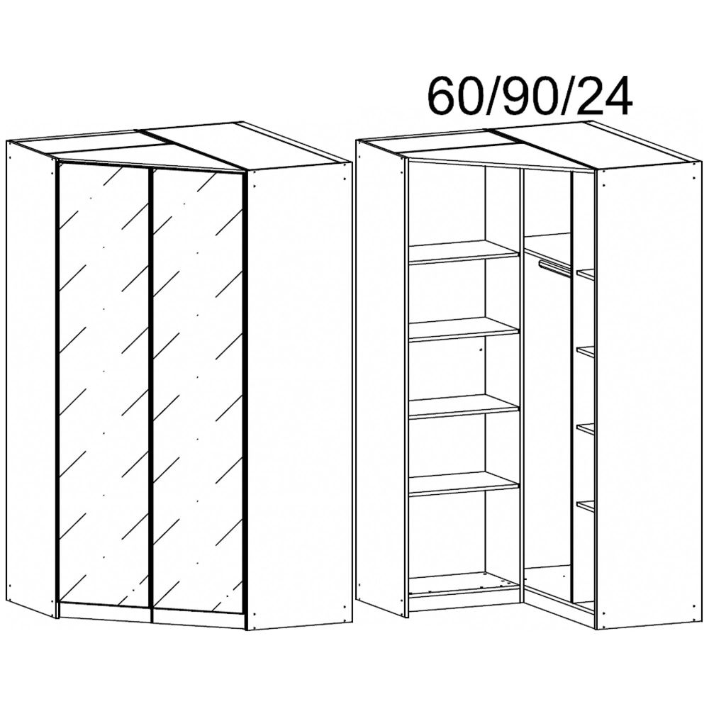 Rauch Alabama 117cm 2 Door Corner Mirrored Wardrobe - Sonoma Oak | CFS UK