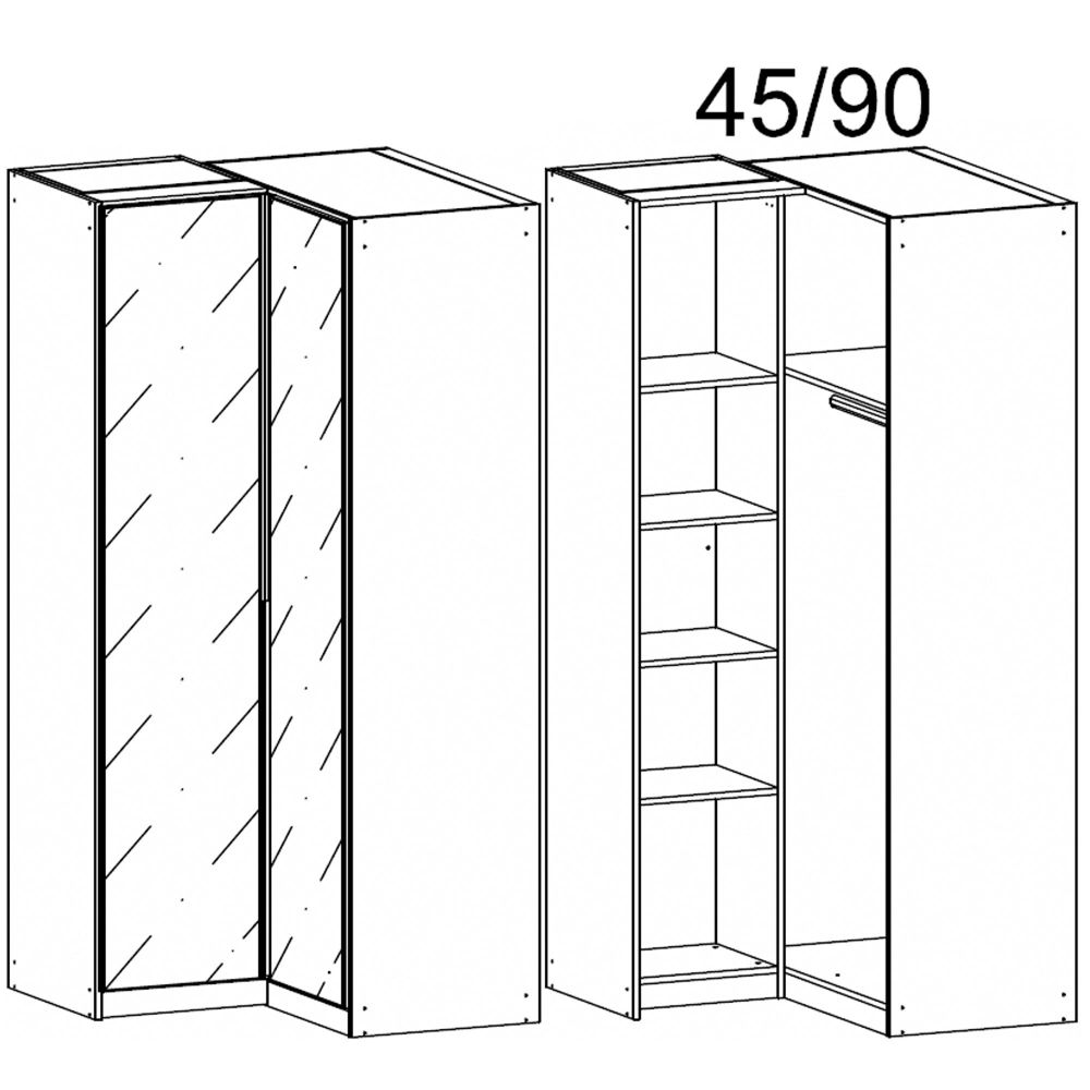 Rauch Alabama 100cm 2 Door Corner Mirrored Wardrobe - Artisan Oak | CFS UK