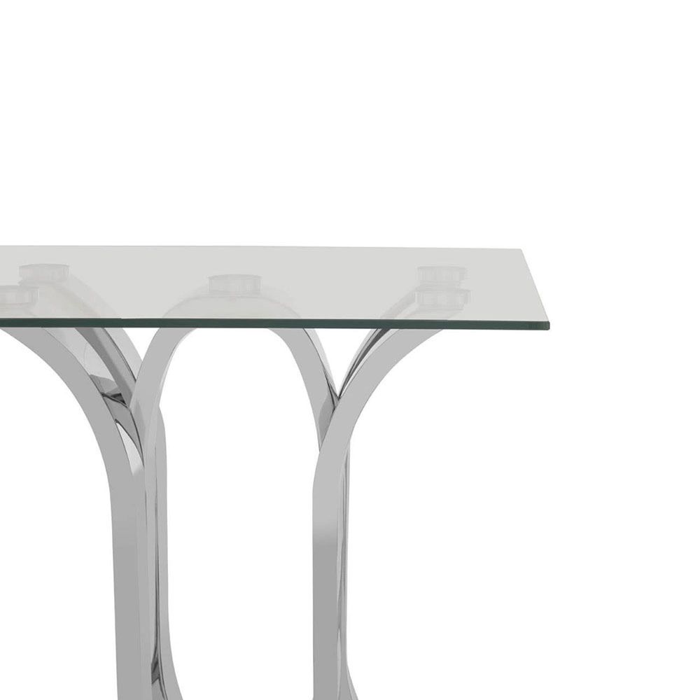 Allure Clear Glass and Silver Square End Table with Curved Base | CFS UK