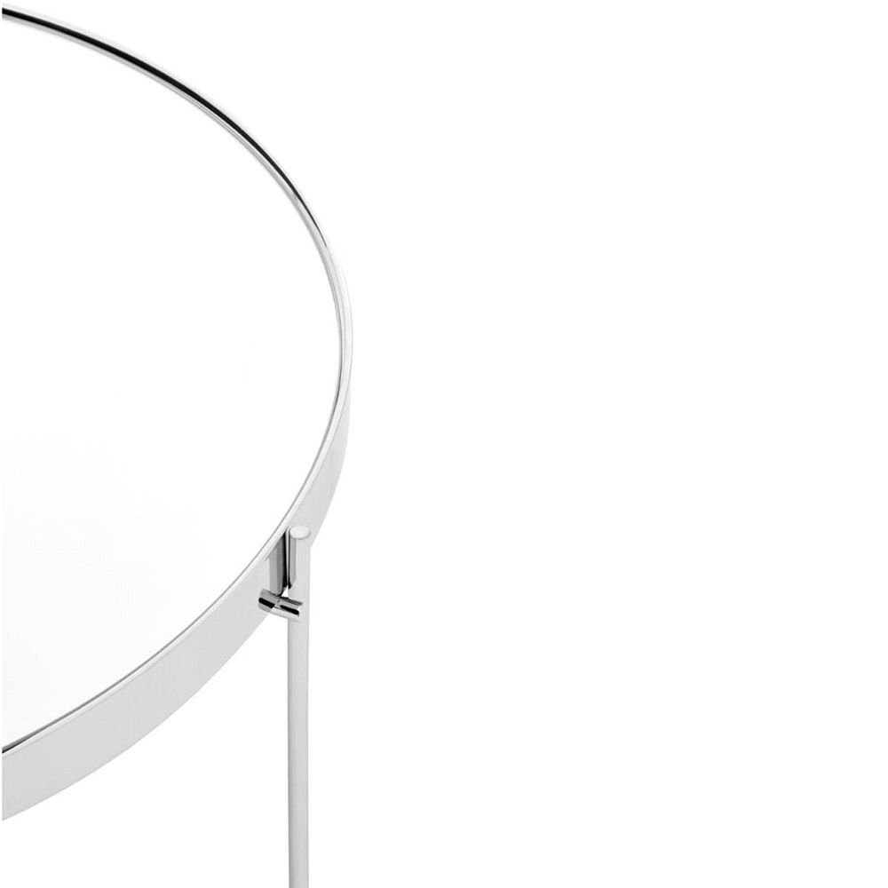 Allure Clear Mirrored Round Large Side Table with Chrome Legs | CFS UK