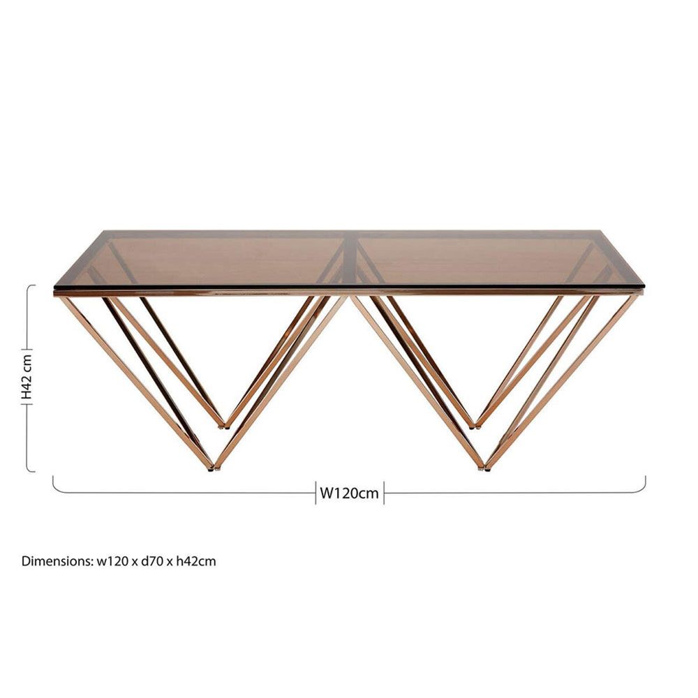 Allure Clear Glass Coffee Table with Champagne Triangular Base | CFS UK