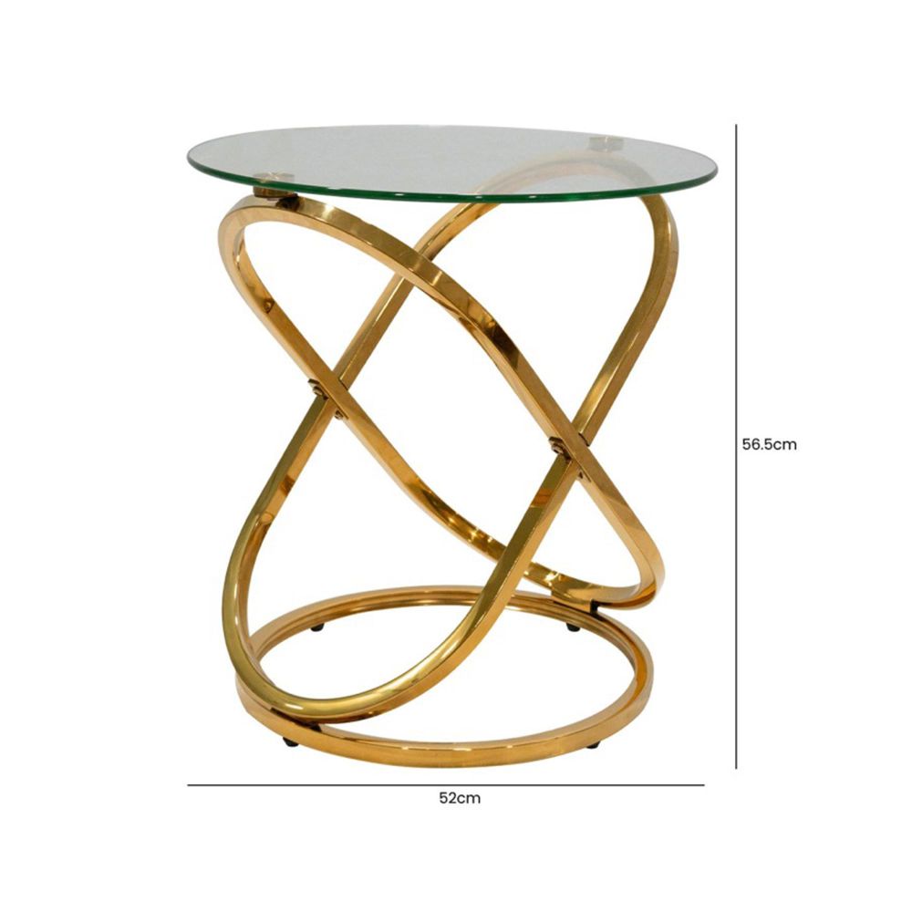 Clear Glass and Gold Metal Rizzo Round End Table | Choice Furniture ...