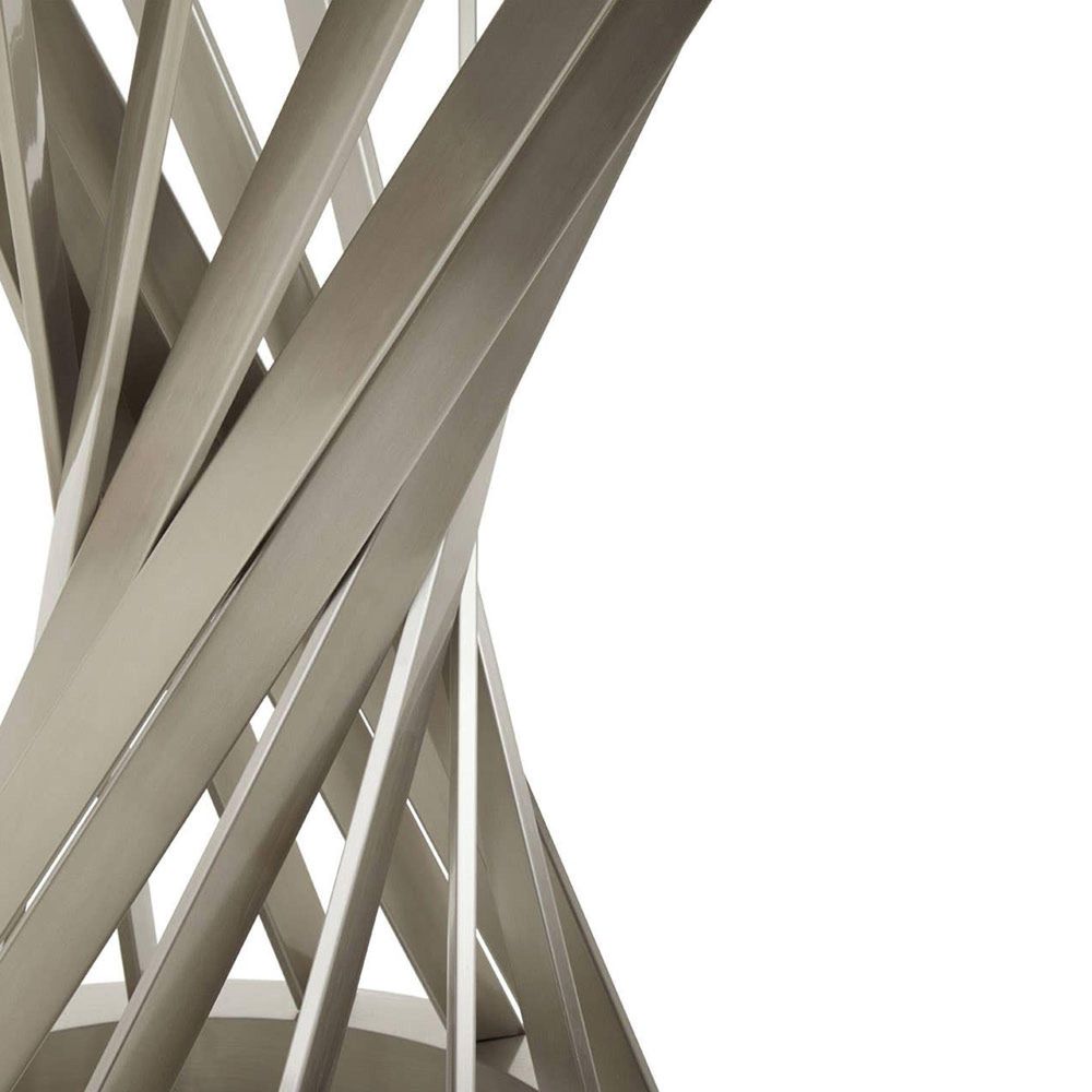 Anzio Clear Glass 2 Seater Round Dining Table with Silver Hourglass ...