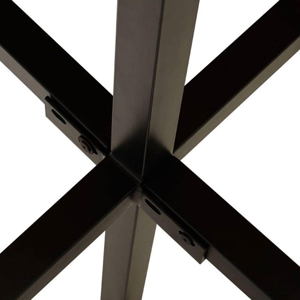 Arol Natural Acacia Wood 6 Seater Round Dining Table with Metal Tapered ...