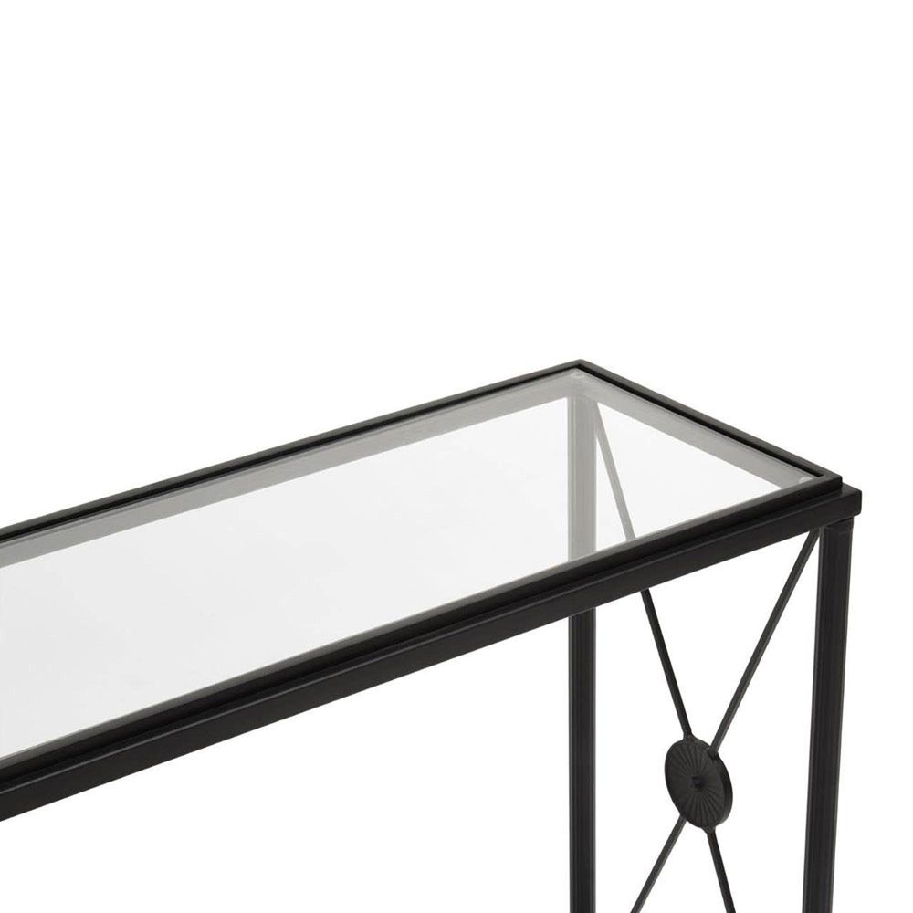 Axis Clear Glass and Black Metal Console Table | Choice Furniture ...