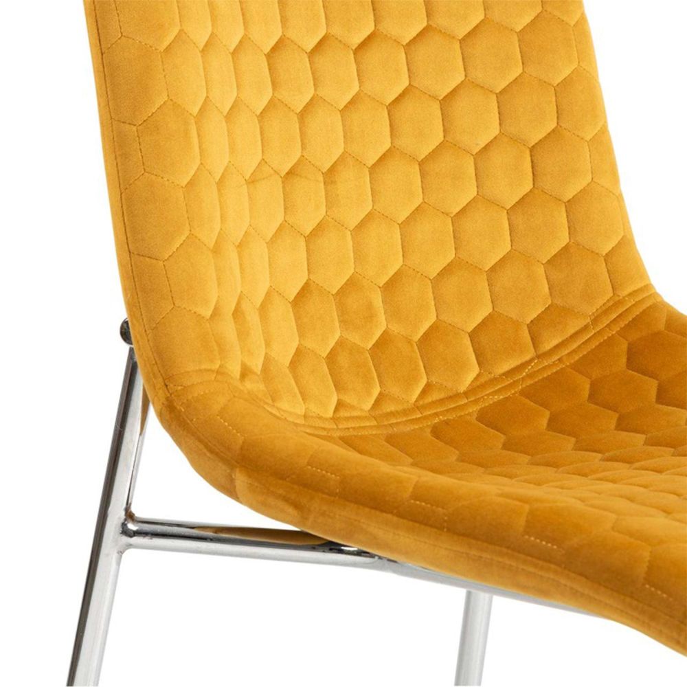 2 x Zula Mustard Fabric Dining Chair with Chrome Legs | CFS UK