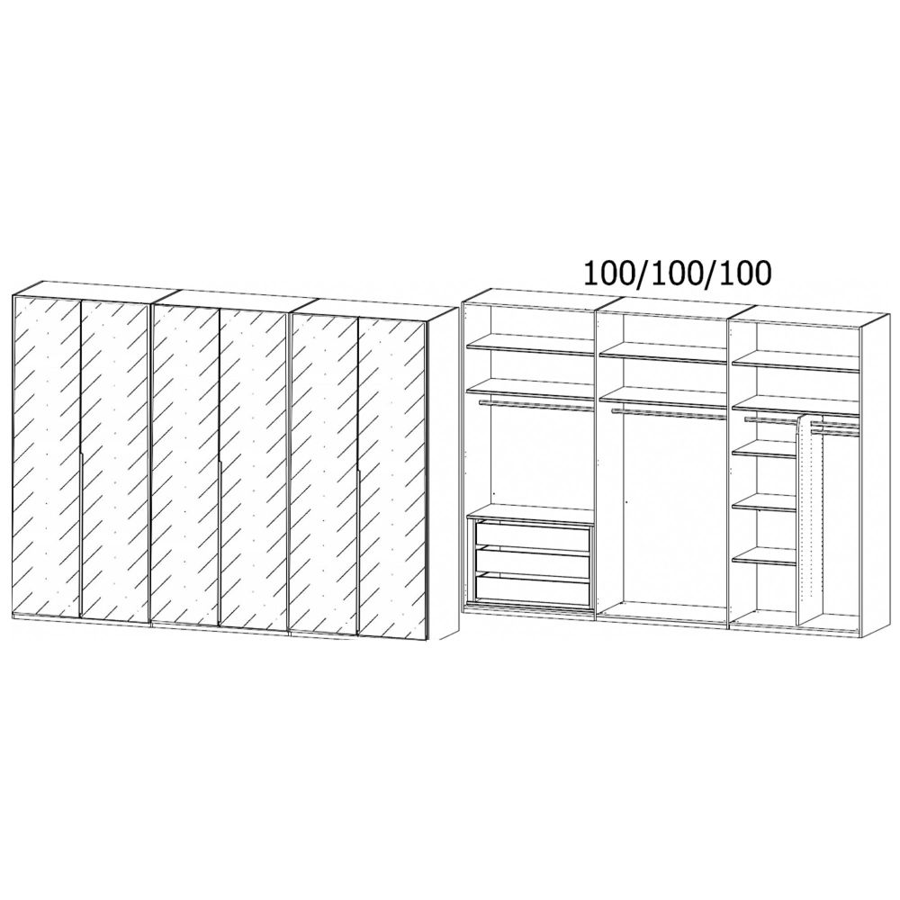 Rauch Purisma 301cm 6 Door Wardrobe - Silk Grey Glass | CFS UK