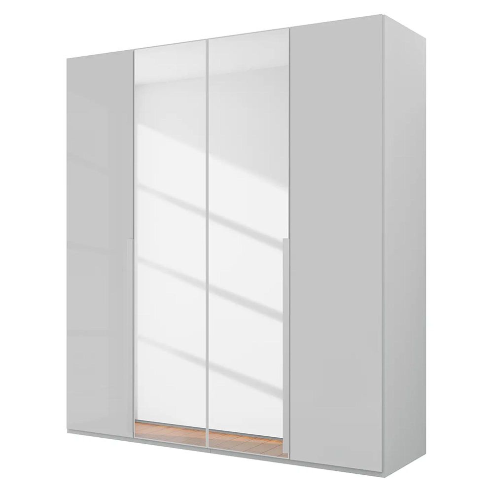 Rauch Purisma 201cm 4 Door Wardrobe with Mirror - Silk Grey Glass | CFS UK