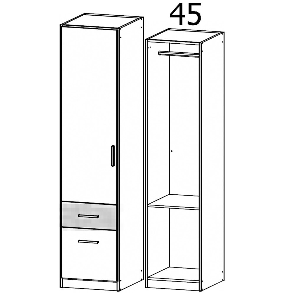 Rauch Celle Super 47cm 1 LH Door Wardrobe with Drawer - Sonoma Oak and Alpine White | CFS UK