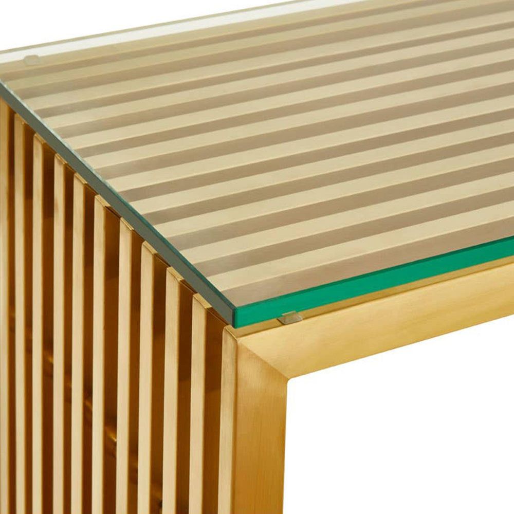 Horizon Clear Glass and Gold Metal Console Table | Choice Furniture ...