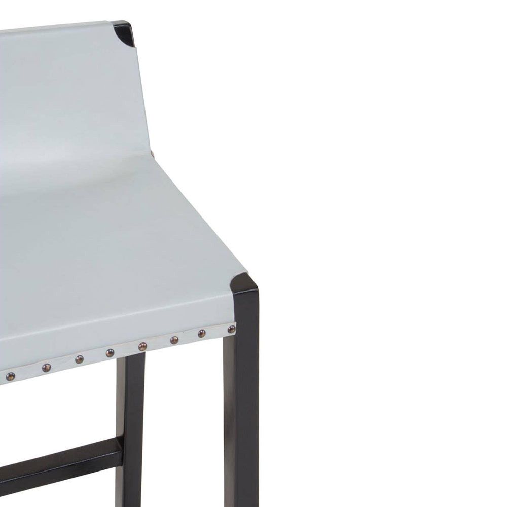 Kendari Grey Cow Leather and Teak Wood Barstool | Choice Furniture ...