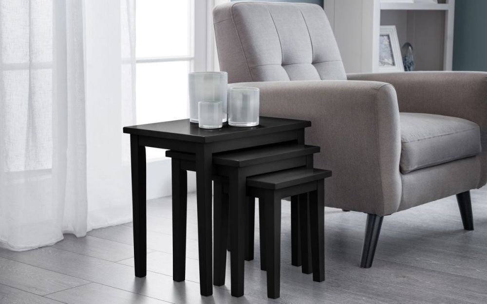 Cleo Black Nest of 3 Tables | Choice Furniture Superstore UK