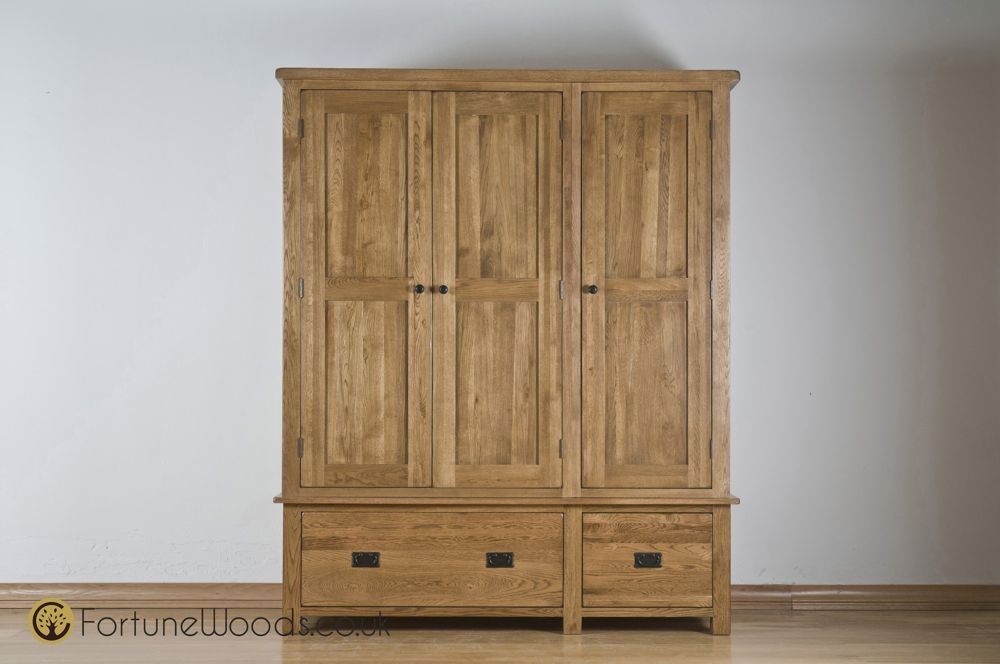 Originals Rustic Oak 3 Door 2 Drawer Wardrobe | Choice Furniture ...