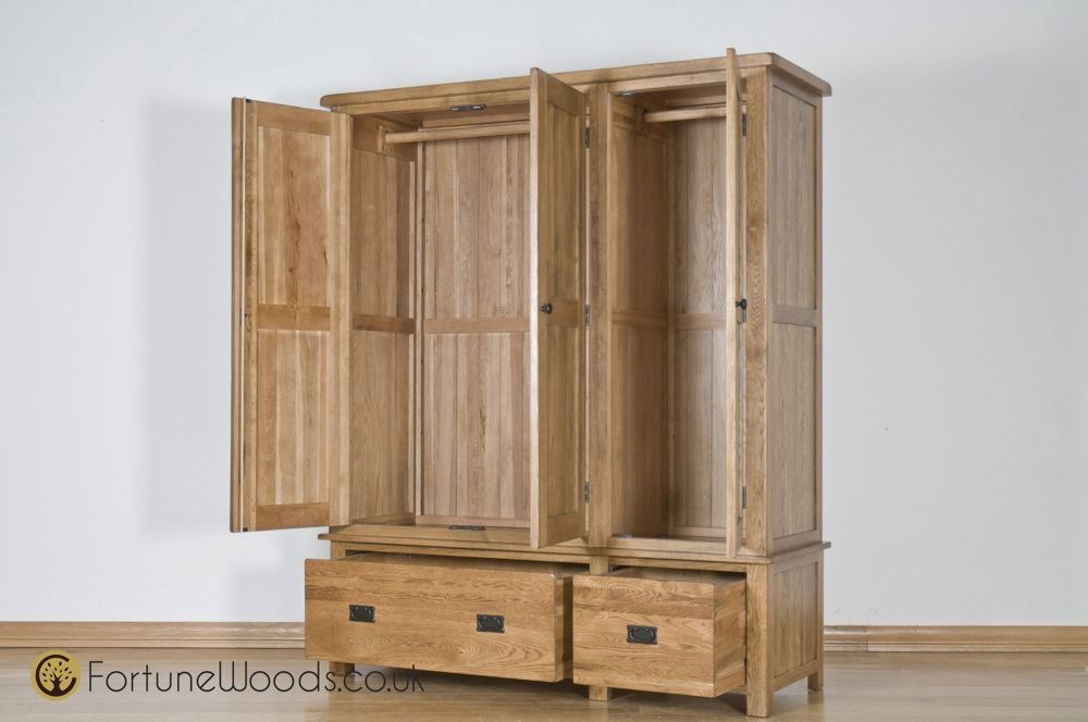 Originals Rustic Oak 3 Door 2 Drawer Wardrobe | Choice Furniture ...