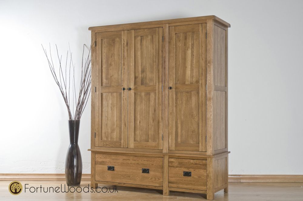 Originals Rustic Oak 3 Door 2 Drawer Wardrobe | Choice Furniture ...