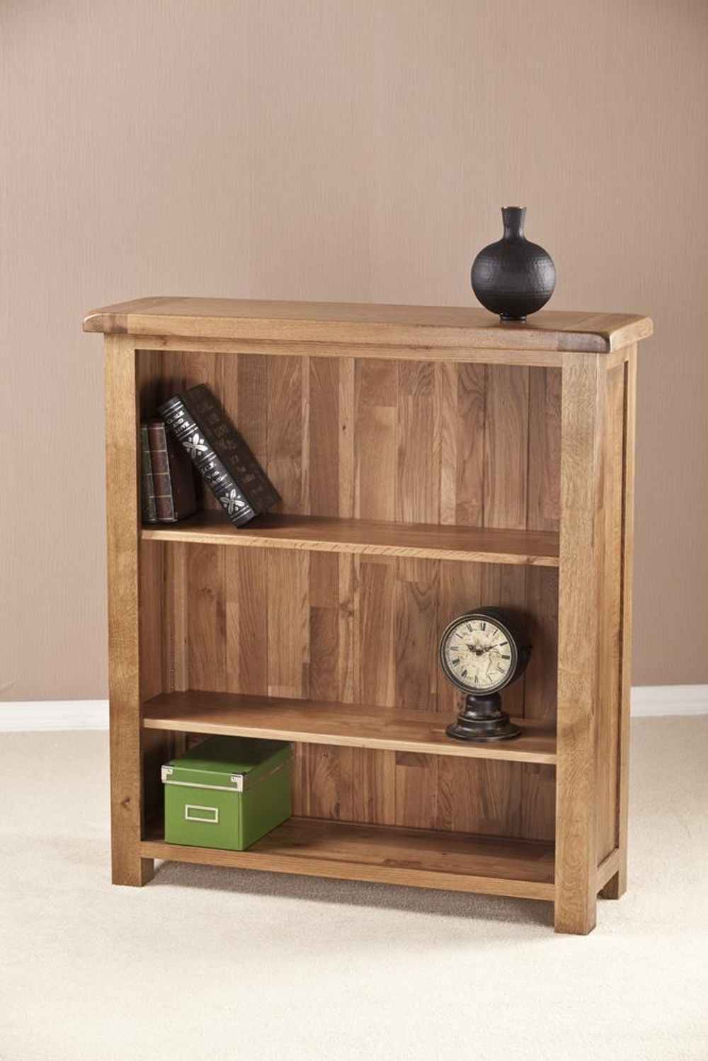 Originals Rustic Oak Low Wide Bookcase | Choice Furniture Superstore UK