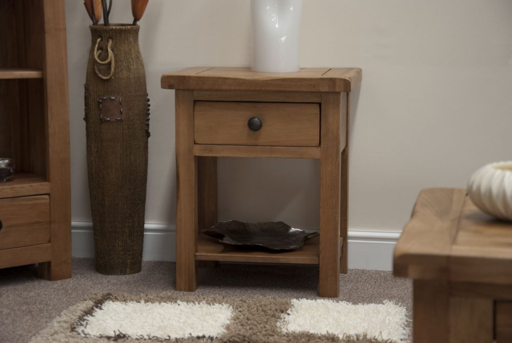 Homestyle GB Rustic Oak Lamp Table | Choice Furniture Superstore UK