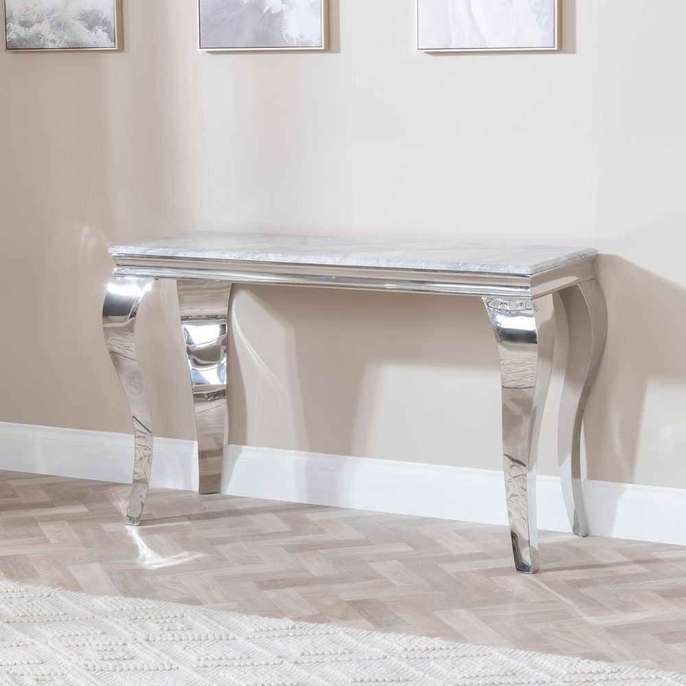 Louis Grey Marble and Chrome Console Table | Choice Furniture Superstore UK