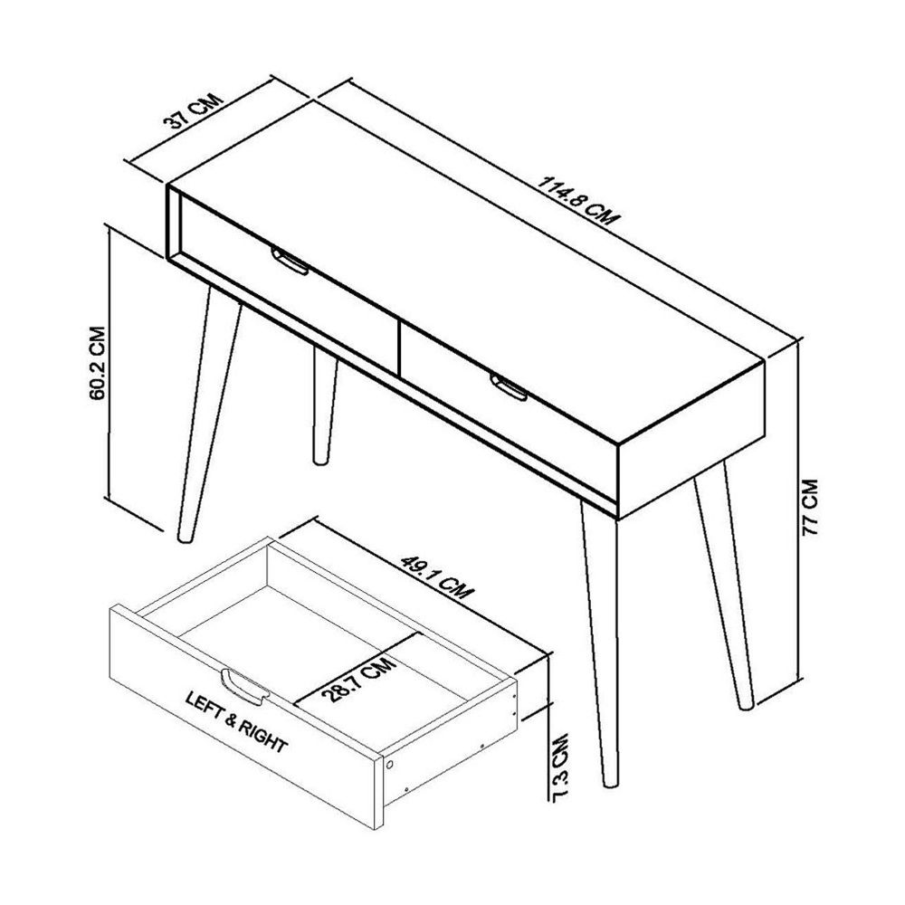 Bentley Designs Dansk Scandi Oak 2 Drawer Console Table | CFS UK