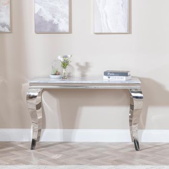 Louis Grey Marble and Chrome Console Table | Choice Furniture Superstore UK