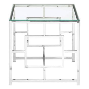 Allure Clear Glass Square End Table and Chrome Base | CFS UK