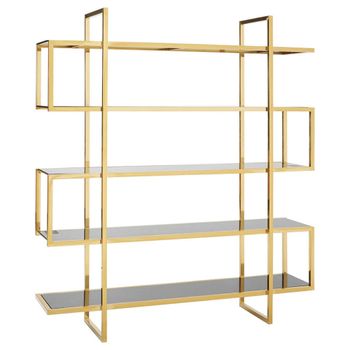 Horizon Black Glass and Gold Metal Maze Design Bookcase | CFS UK