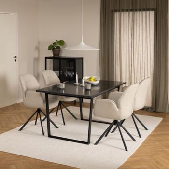 Amble Black Marble Effect 6 Seater Dining Table - 160cm | CFS UK